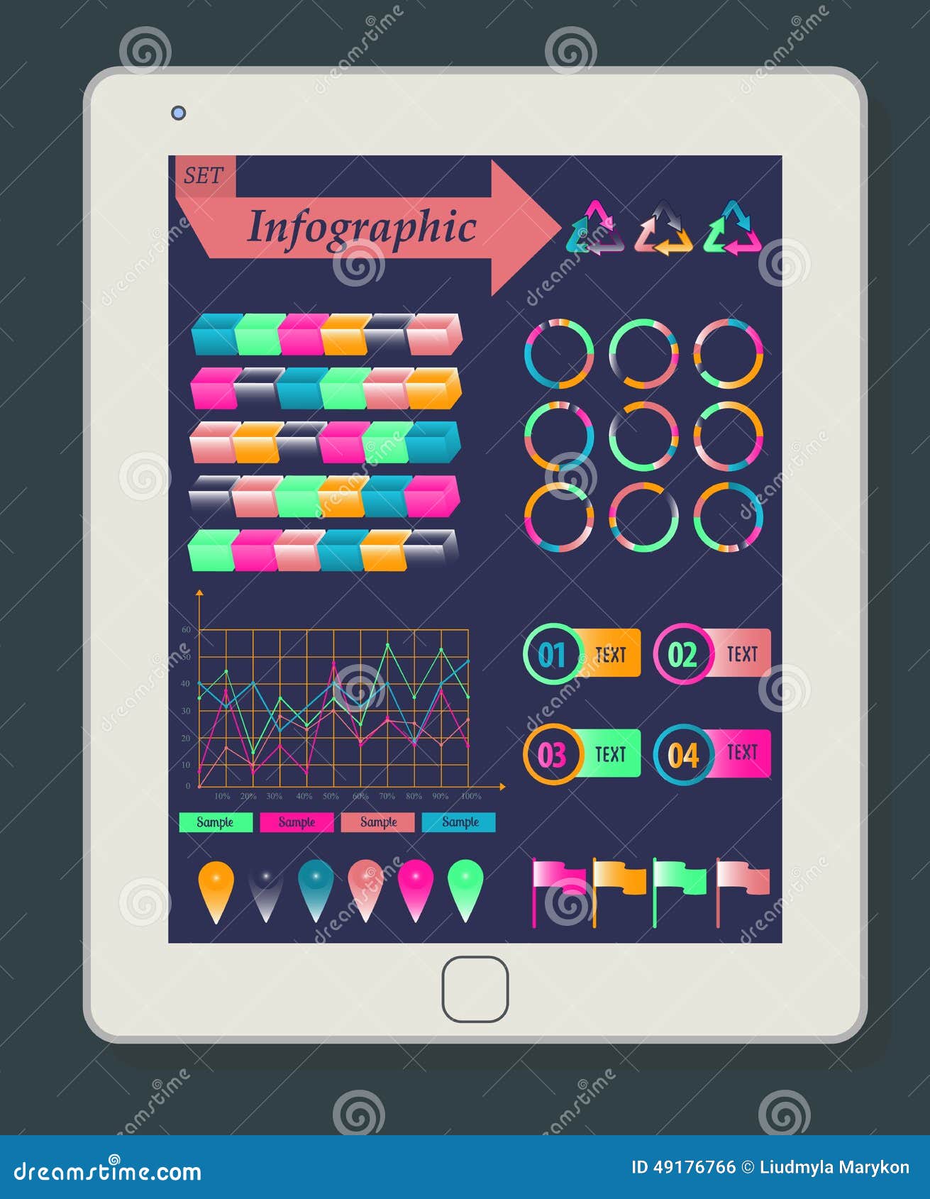 Infographics Concept on a White Tablet PC. Stock Vector - Illustration ...