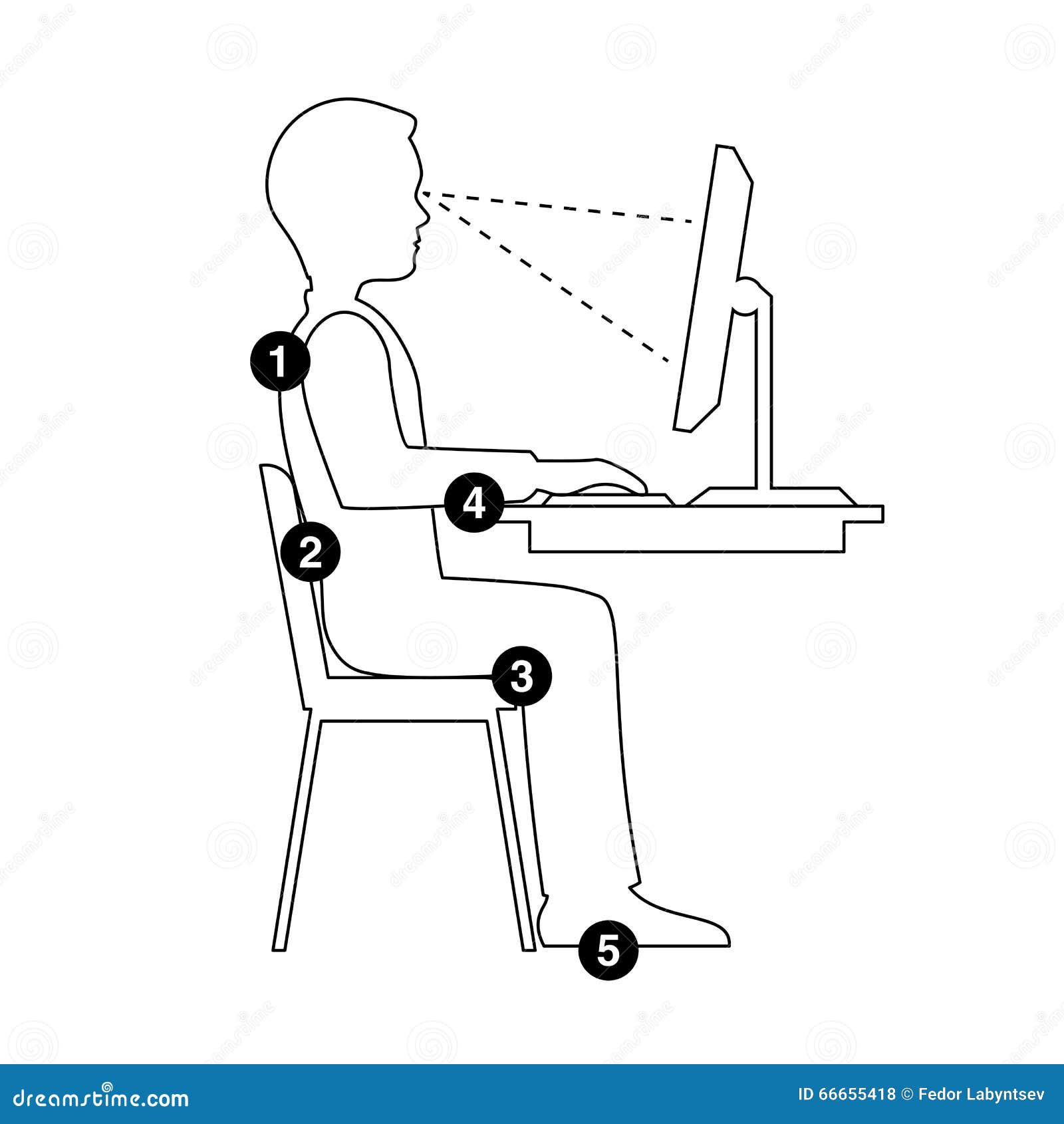Infographics Correcte Houding Bij Het Computersilhouet Van Een Mens ...