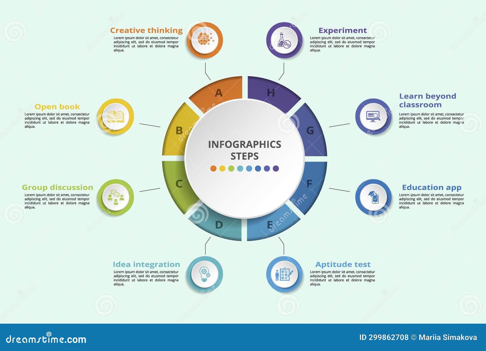 Infographics with Creative Learning Theme Icons, 10 Steps. Such As ...