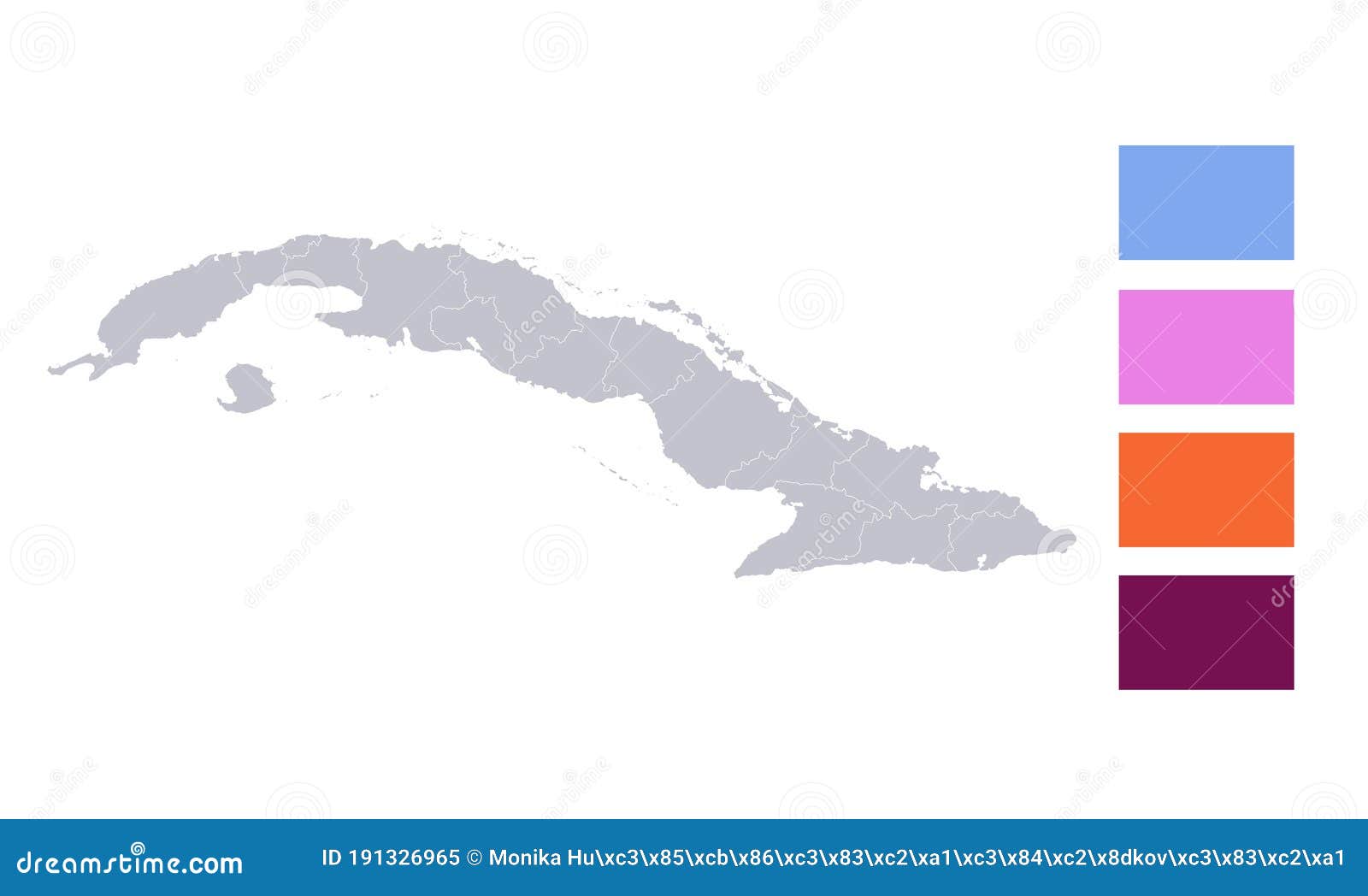 Infographics of Cuba Map, Individual States Blank Stock Vector ...