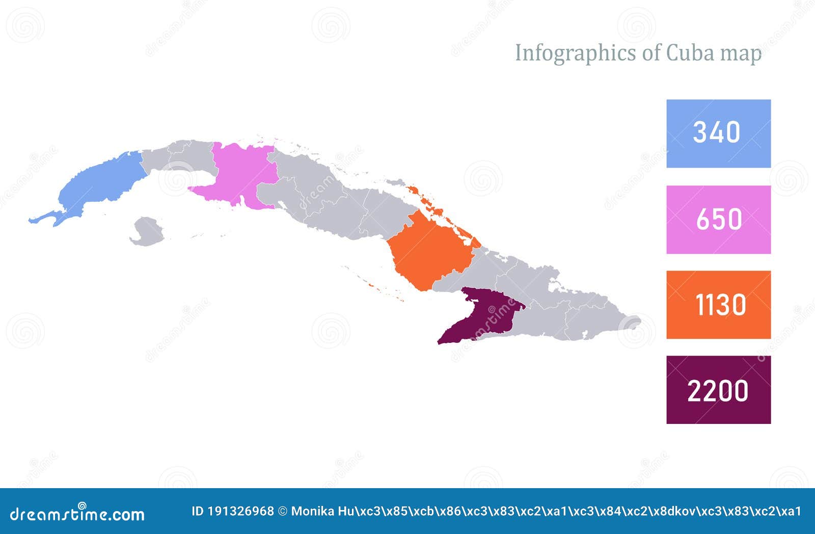 Infographics of Cuba Map, Individual States Stock Vector - Illustration ...