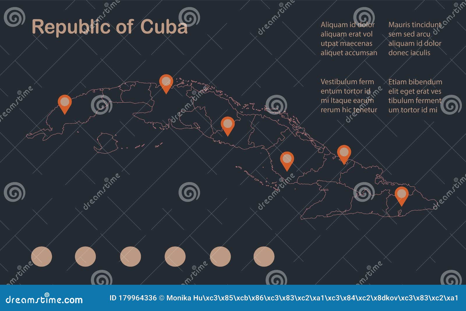 Infographics Cuba Map Outline, Flat Design, Color Blue Orange Stock ...