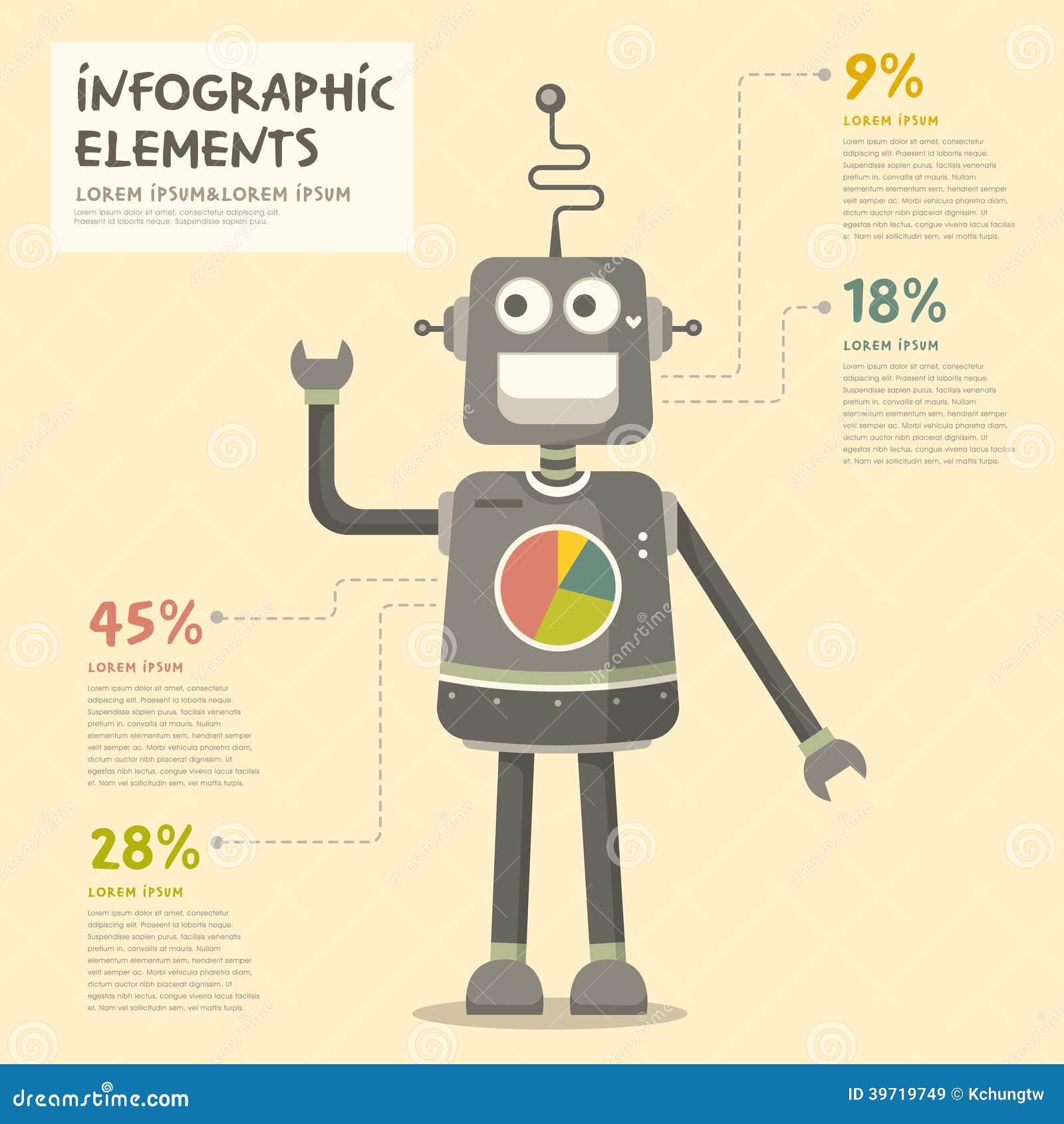 Infographics of cute robot stock vector. Illustration of brochure ...