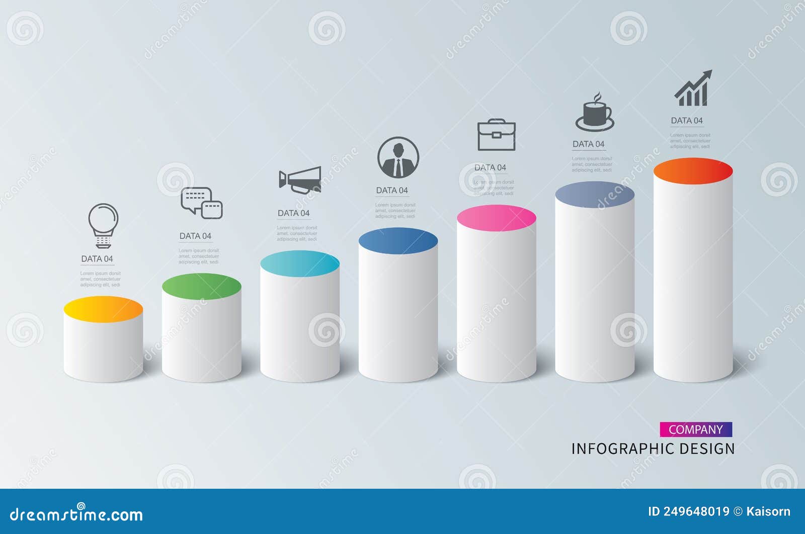 Infographics Cylinder Timeline With 6 Number Data Template ...