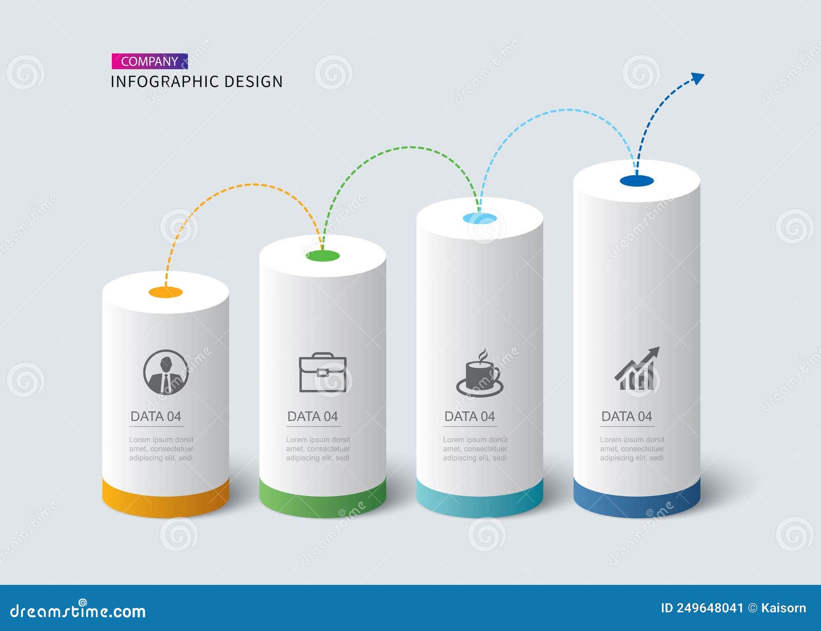 Infographics Cylinder Timeline with 4 Number Data Template. Vector ...
