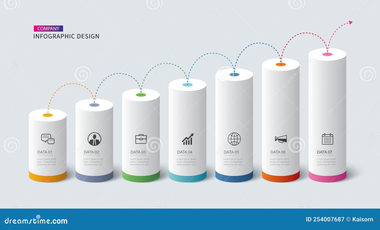 Infographics Cylinder Timeline With 6 Number Data Template ...