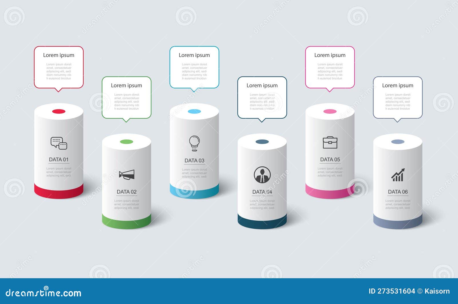 Infographics Cylinder Timeline With 6 Number Data Template ...