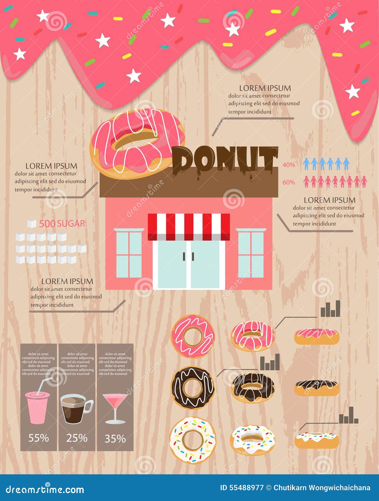 Infographics de beignet illustration de vecteur. Illustration du ...