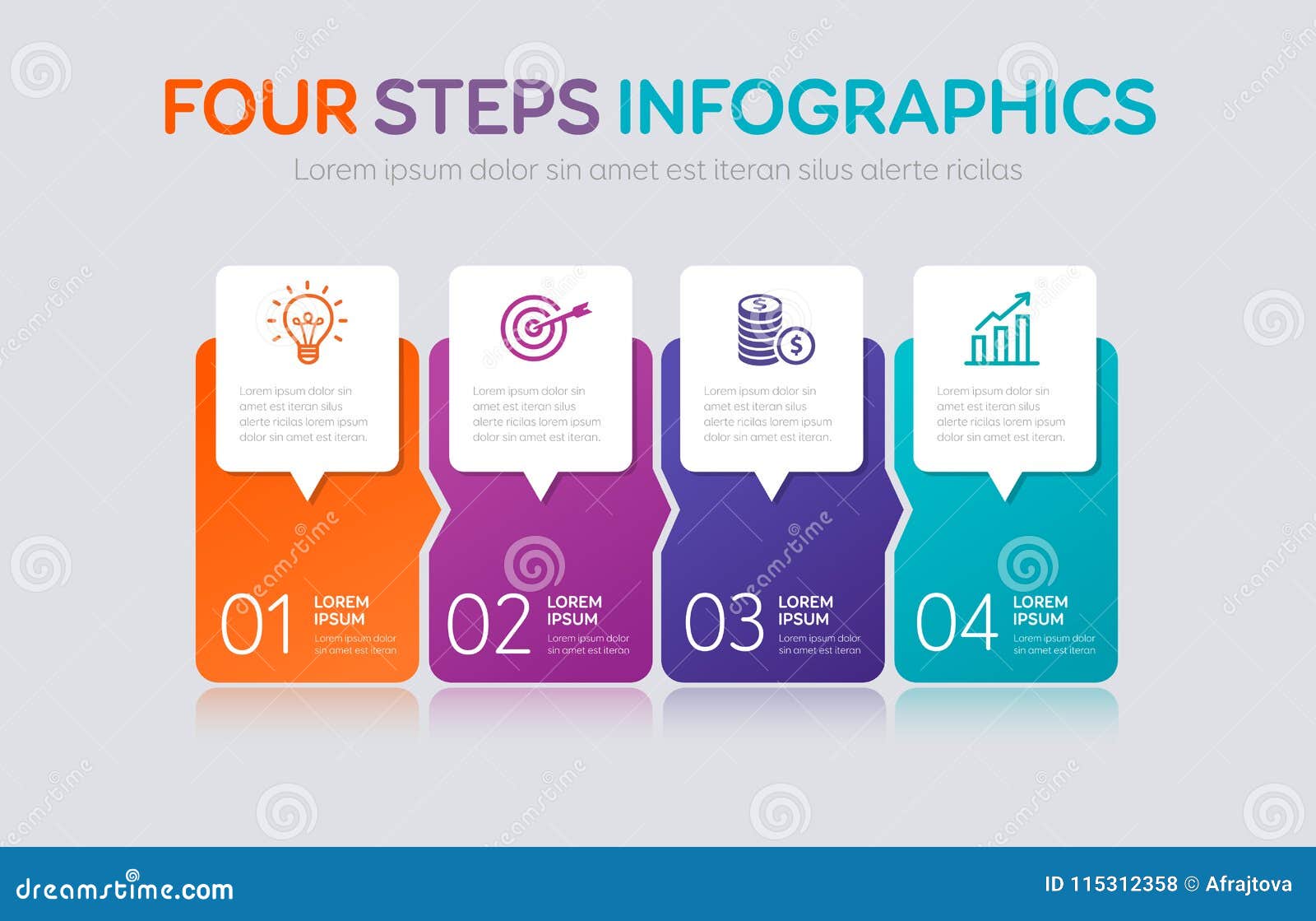 Infographics De Quatro Etapas Ilustração do Vetor - Ilustração de papel ...