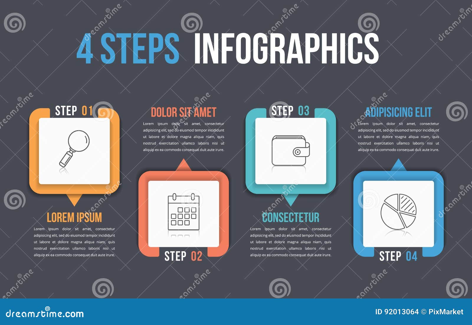 Infographics De Quatro Etapas Ilustração do Vetor - Ilustração de etapa ...