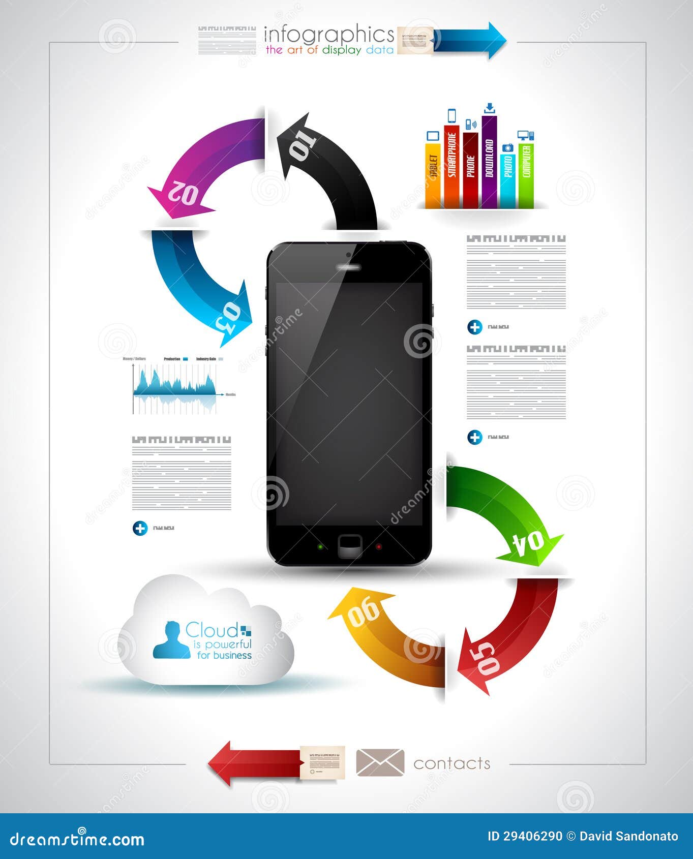 Infographics Desgin Template with Phone Stock Illustration ...