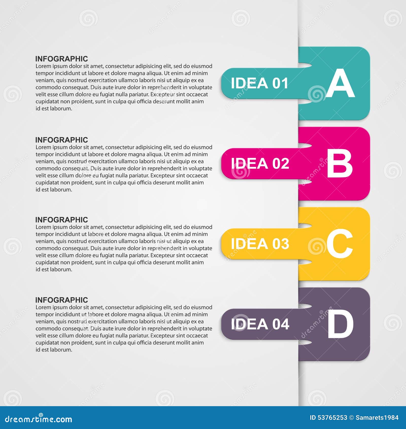 Infographics Design with Colored Paper Bookmarks. Stock Vector ...