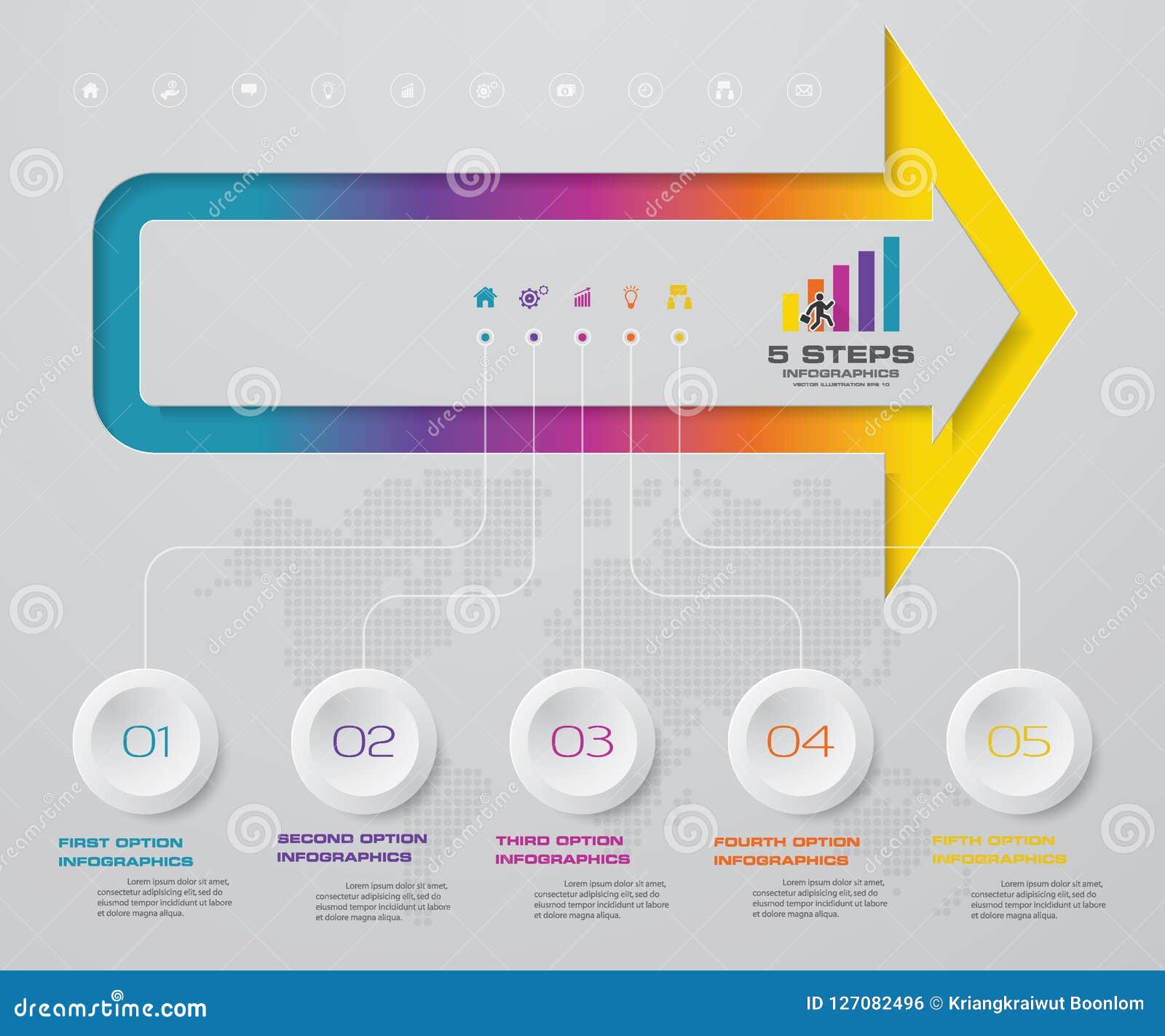 Infographics Design with 5 Steps Timeline Chart. EPS 10. Stock Vector ...