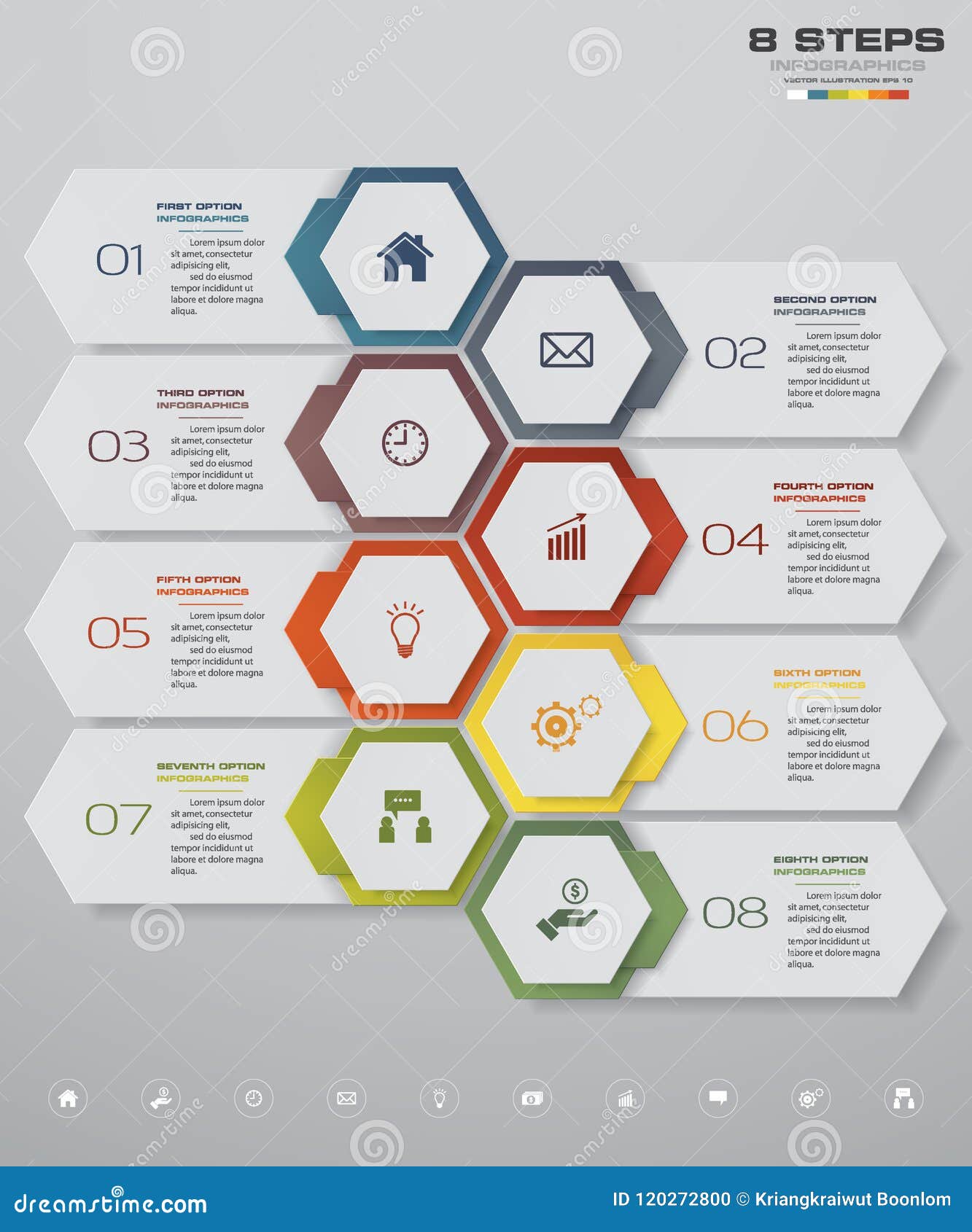 Infographics Design with 8 Steps Timeline for Your Presentation. Stock ...