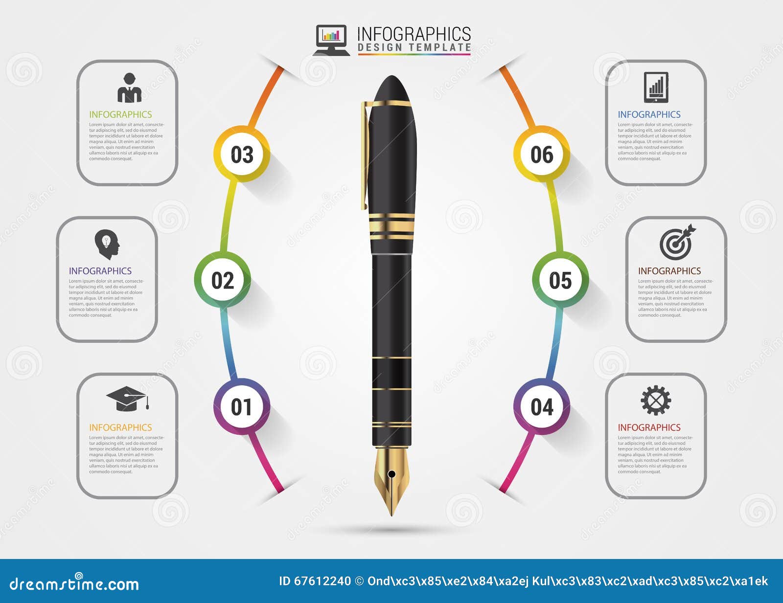 Infographics Design Template. Business Pen Stock Vector - Illustration ...
