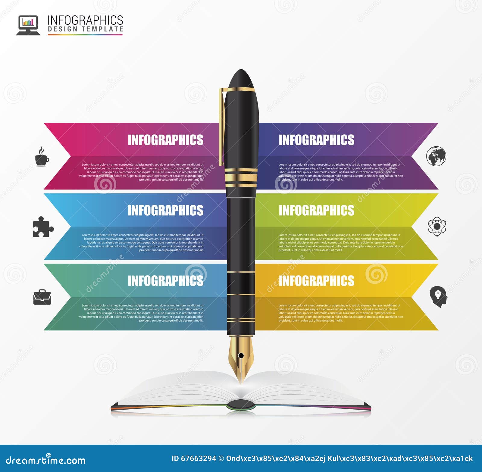 Infographics Design Template. Business Pen Stock Vector - Illustration ...