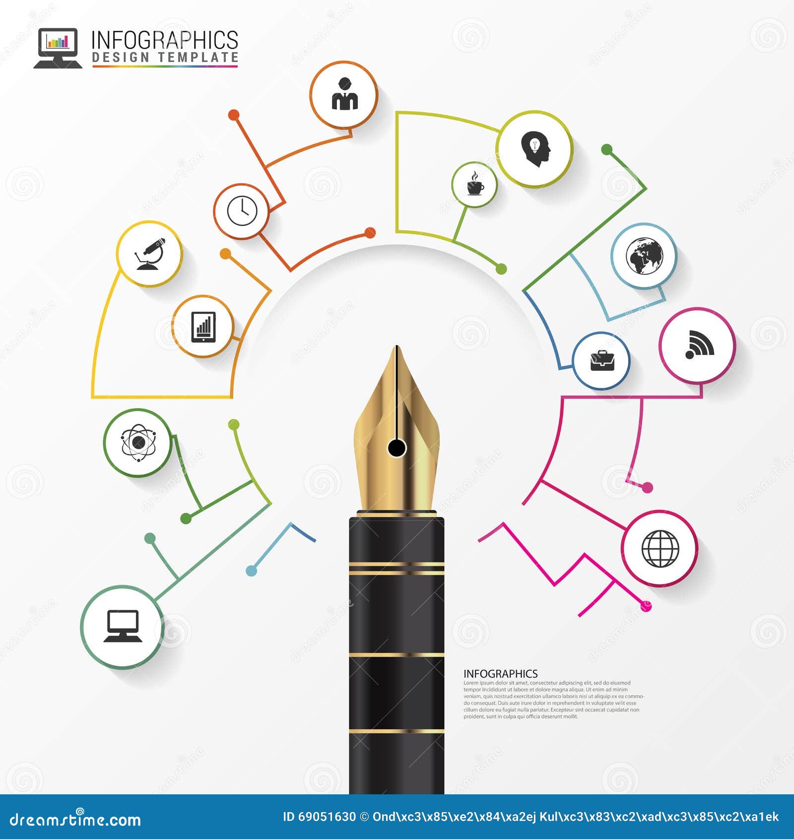 Infographics Design Template. Business Pen Stock Vector - Illustration ...