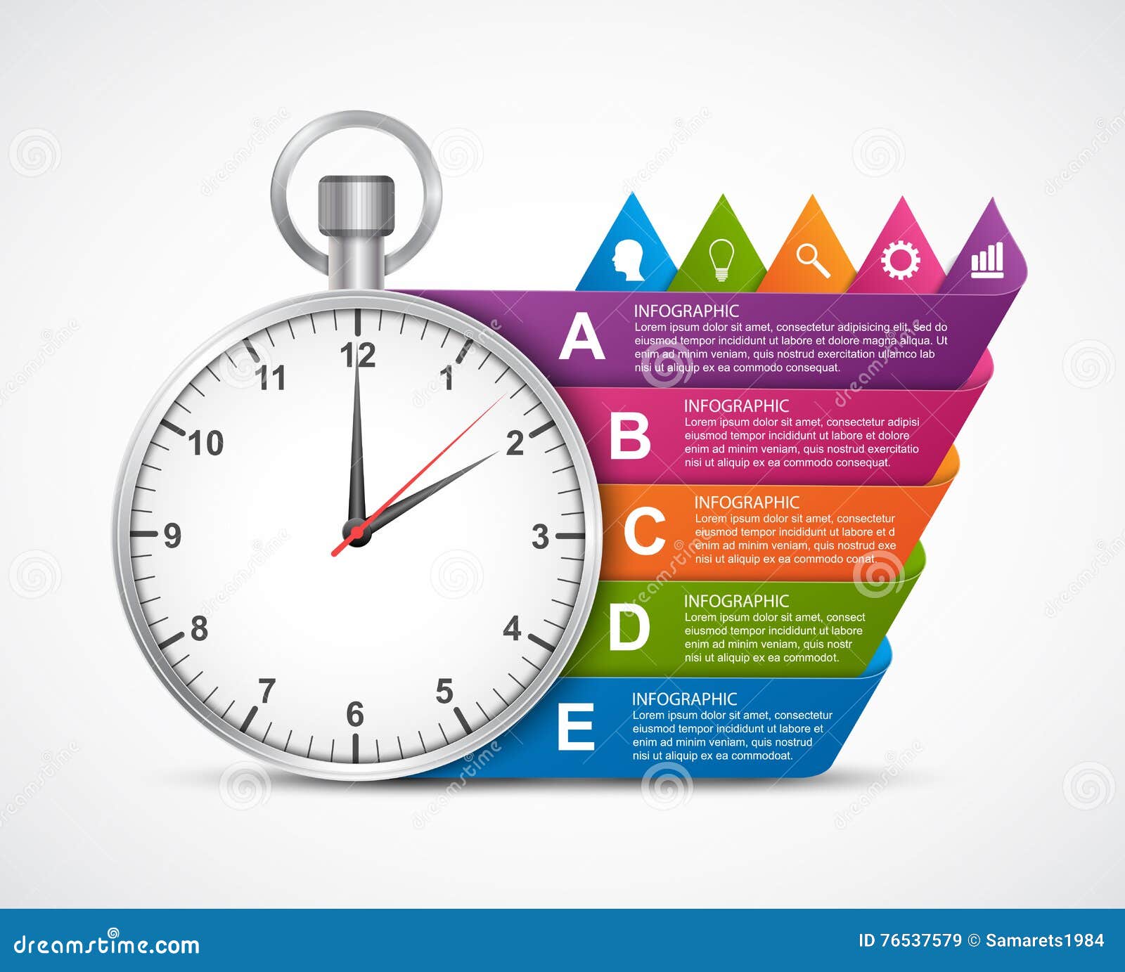 Infographics Design Template. Clock with Colored Ribbons Stock Vector ...