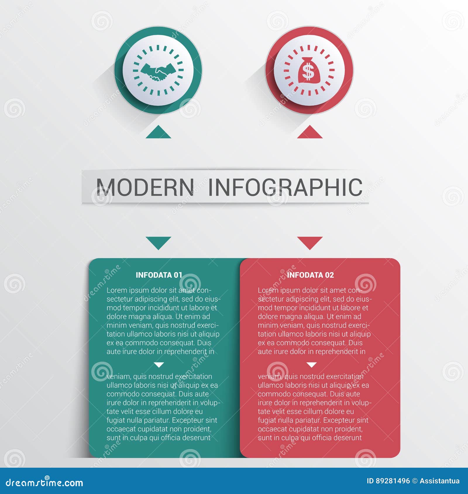 Infographics Design Template, Color Buttons and 2 Plates Shape Stock ...