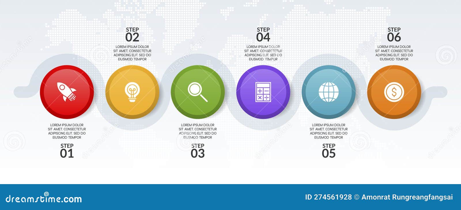 Infographics Design Template and Icons with 6 Options or 6 Steps Stock ...
