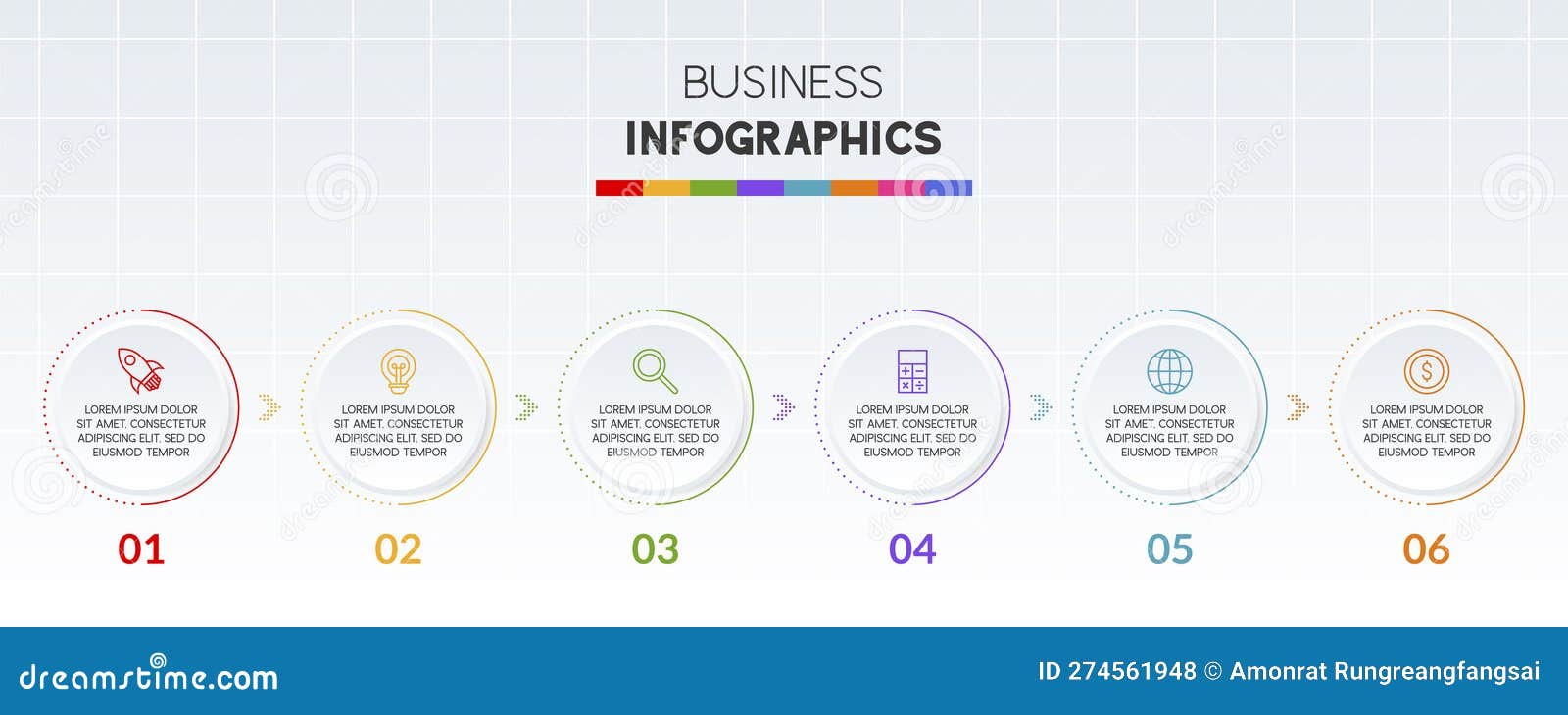 Infographics Design Template and Icons with 6 Options or 6 Steps Stock ...