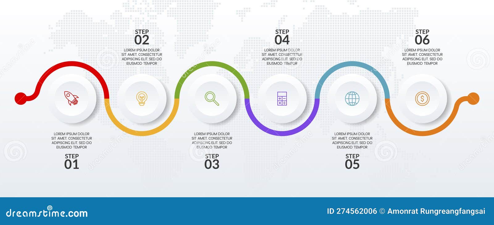 Infographics Design Template and Icons with 6 Options or 6 Steps Stock ...