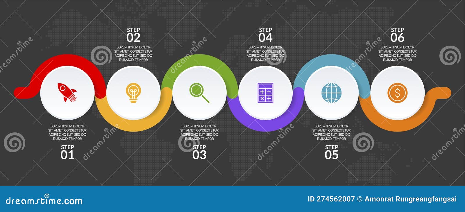 Infographics Design Template and Icons with 6 Options or 6 Steps Stock ...
