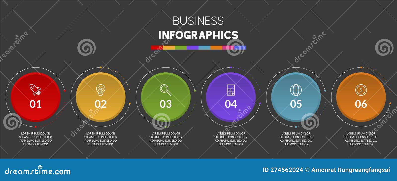 Infographics Design Template and Icons with 6 Options or 6 Steps Stock ...