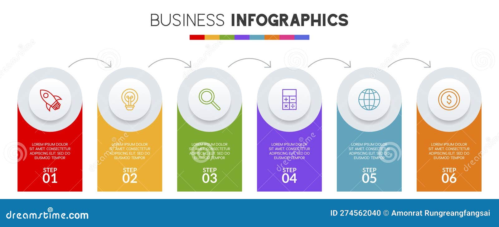 Infographics Design Template and Icons with 6 Options or 6 Steps Stock ...
