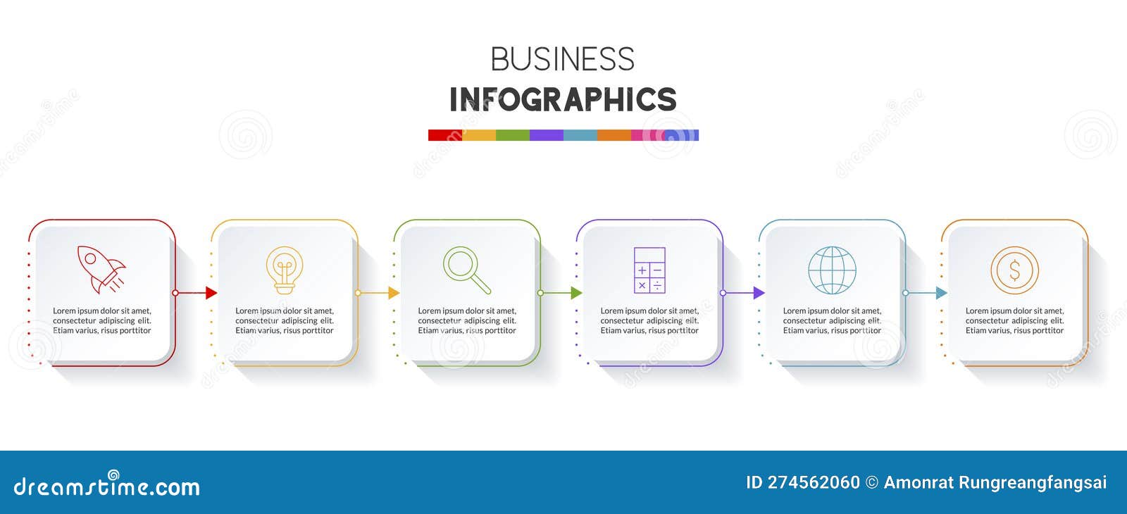 Infographics Design Template and Icons with 6 Options or 6 Steps Stock ...