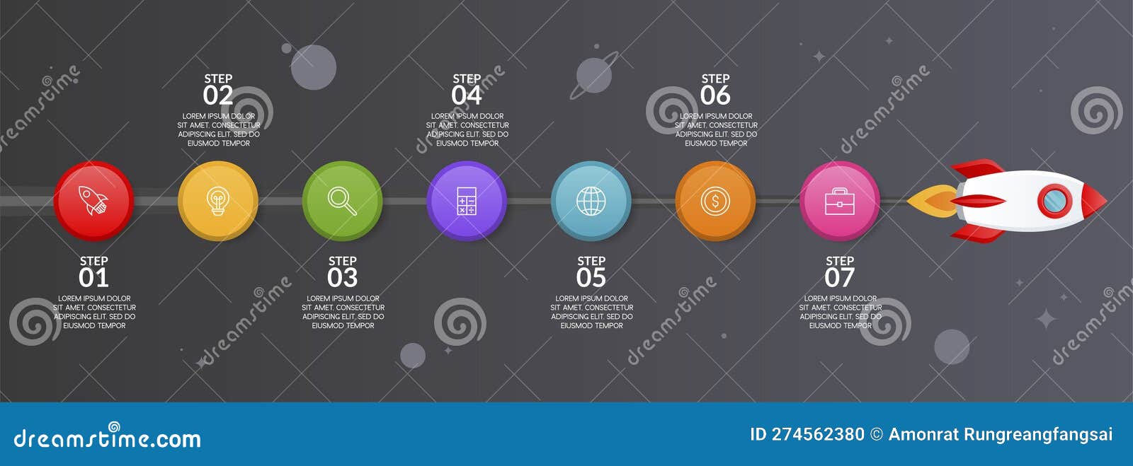 Infographics Design Template and Icons with 7 Options or 7 Steps Stock ...