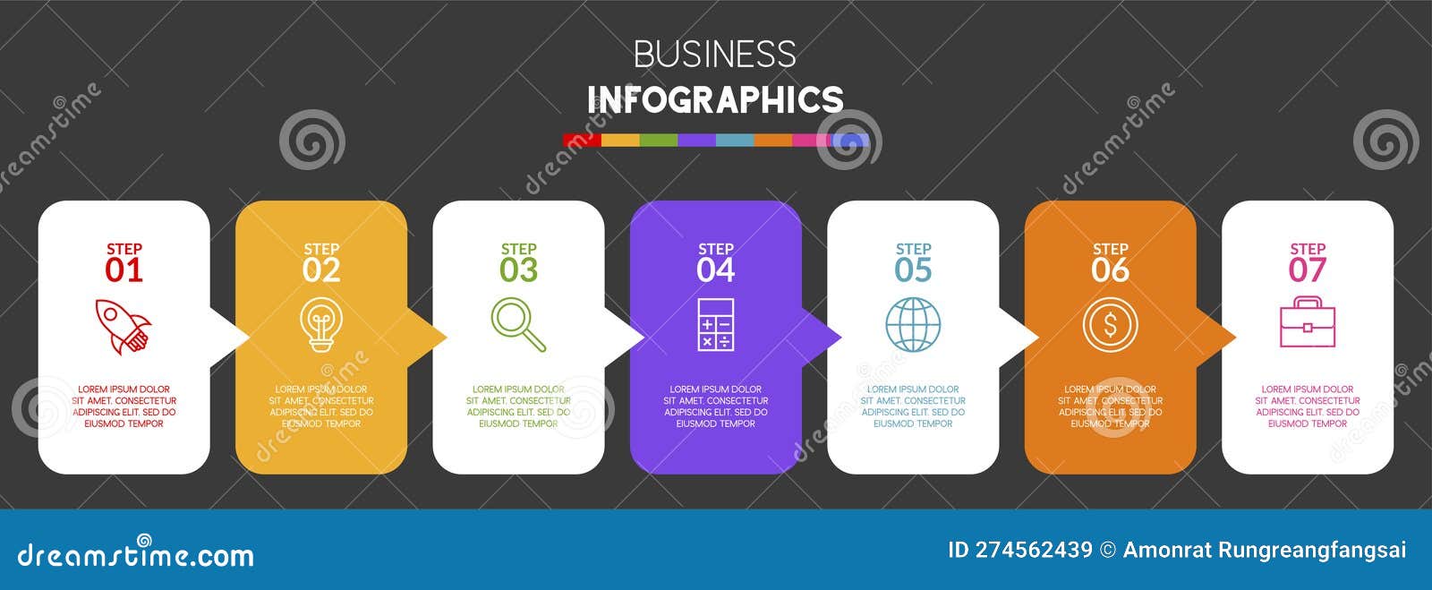 Infographics Design Template and Icons with 7 Options or 7 Steps Stock ...