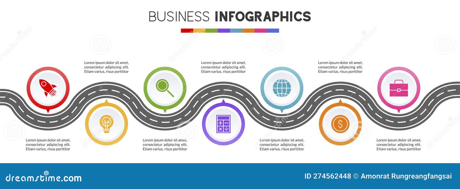Infographics Design Template and Icons with 7 Options or 7 Steps Stock ...