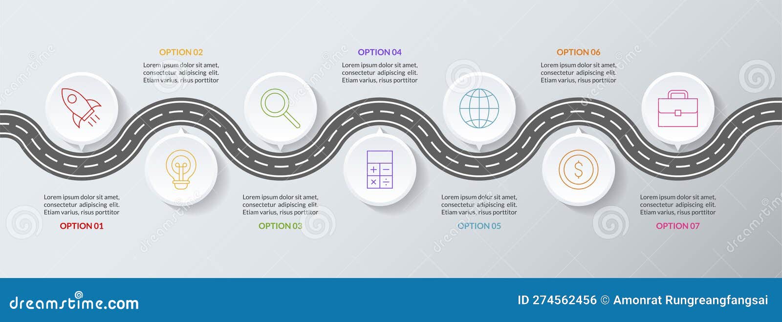 Infographics Design Template and Icons with 7 Options or 7 Steps Stock ...
