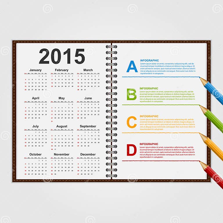 Infographics Design Template. Open Notebook with Calendar and Schedule ...