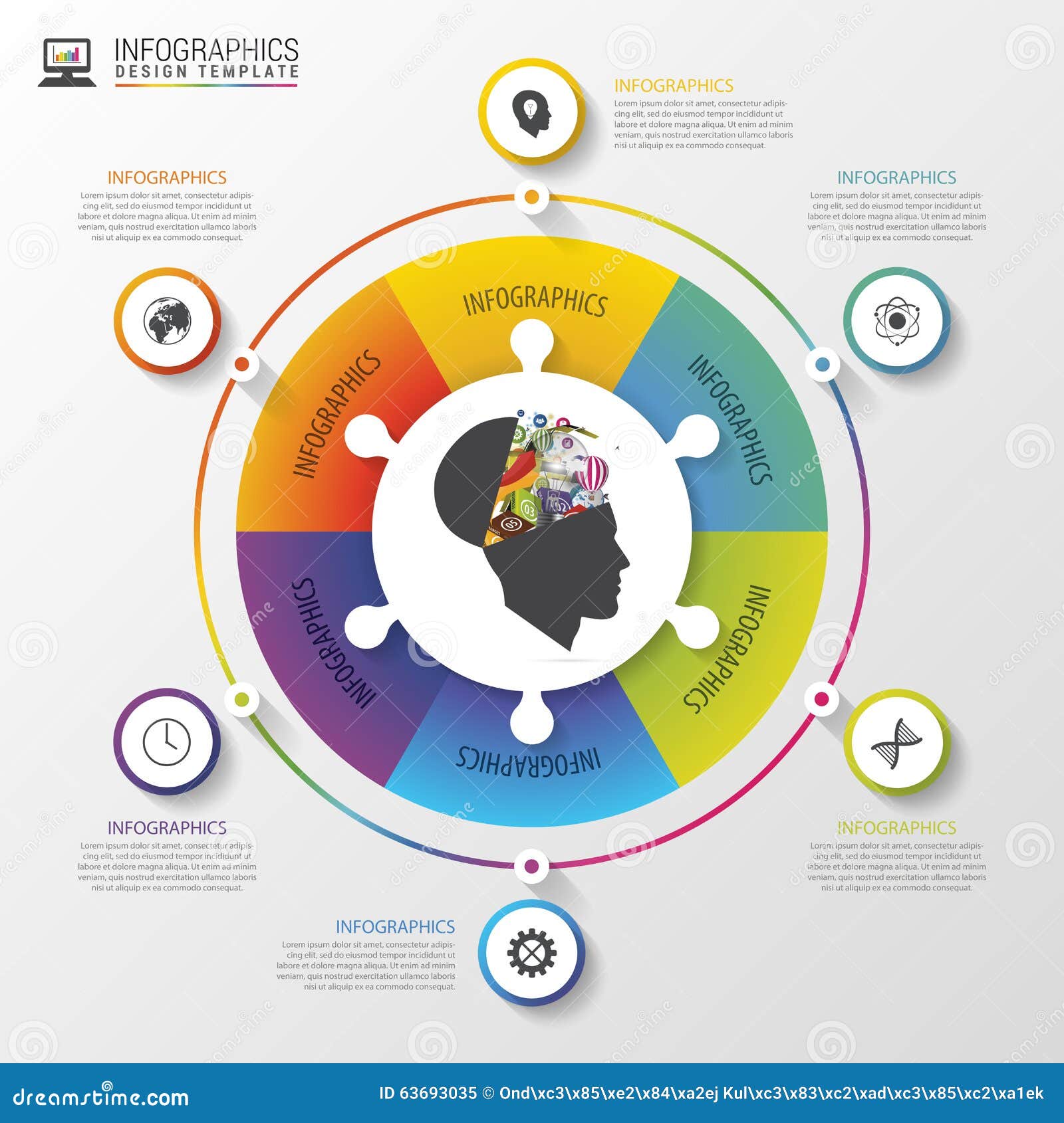 Infographics Design Template with 6 Options. Vector Illustration Stock ...