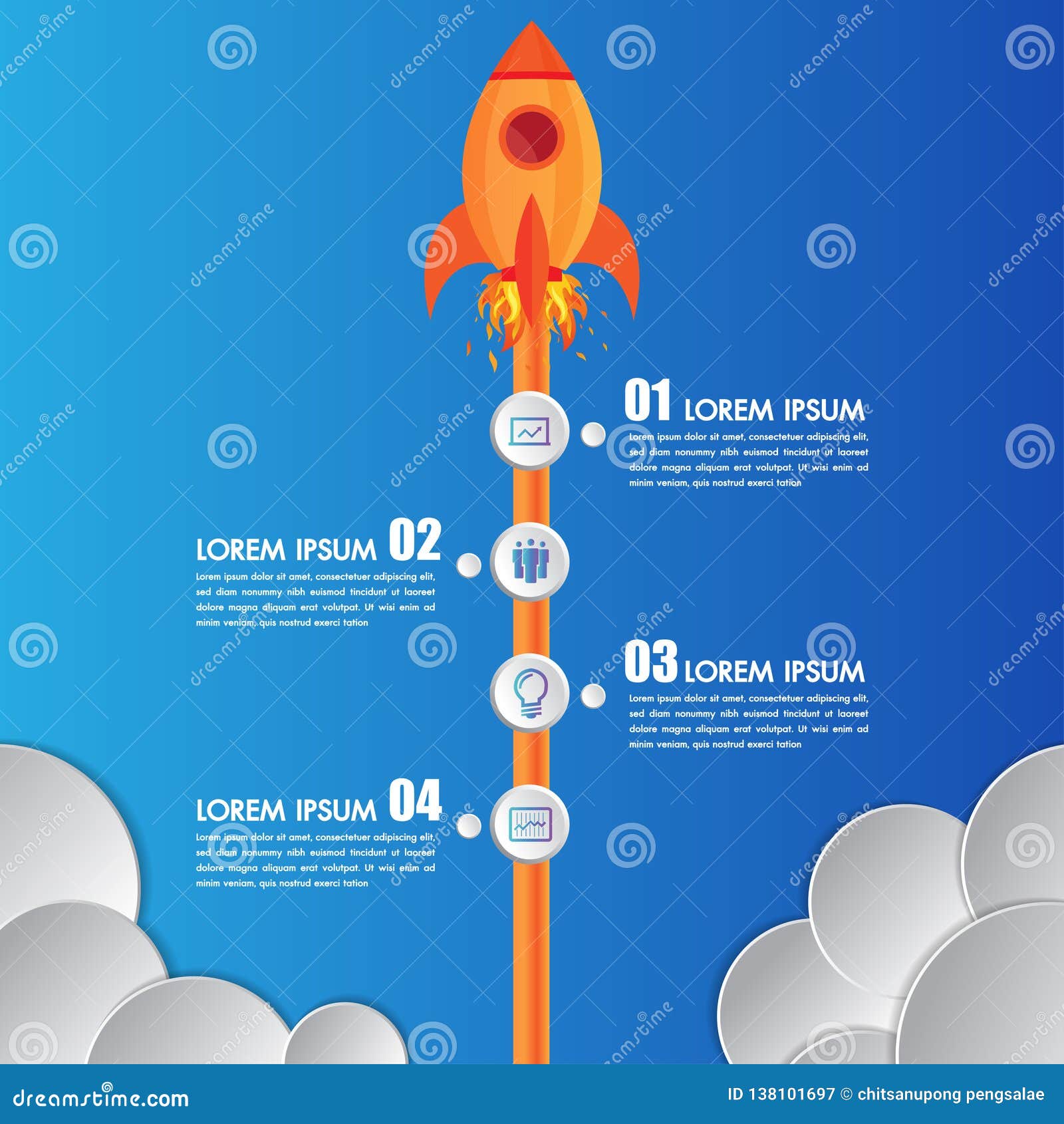 Infographics Design Template Rocket or Spaceship Launches through the ...