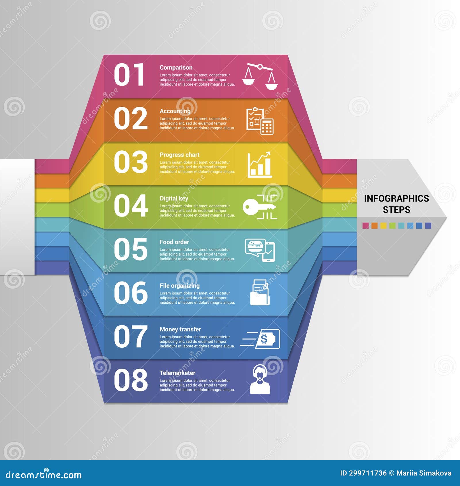 Infographics with Digital Service Theme Icons, 10 Steps. Such As ...