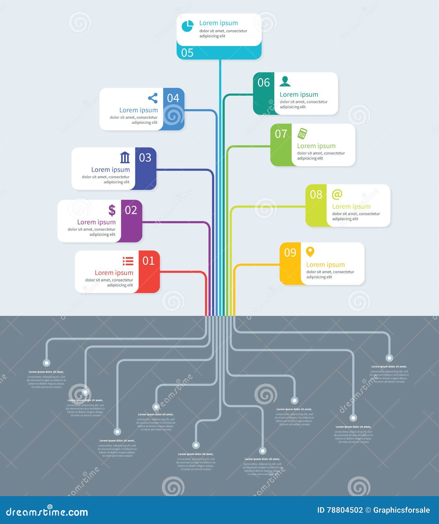 Infographics Do Vetor Do Mindmap Do Processo Da árvore Ilustração do ...
