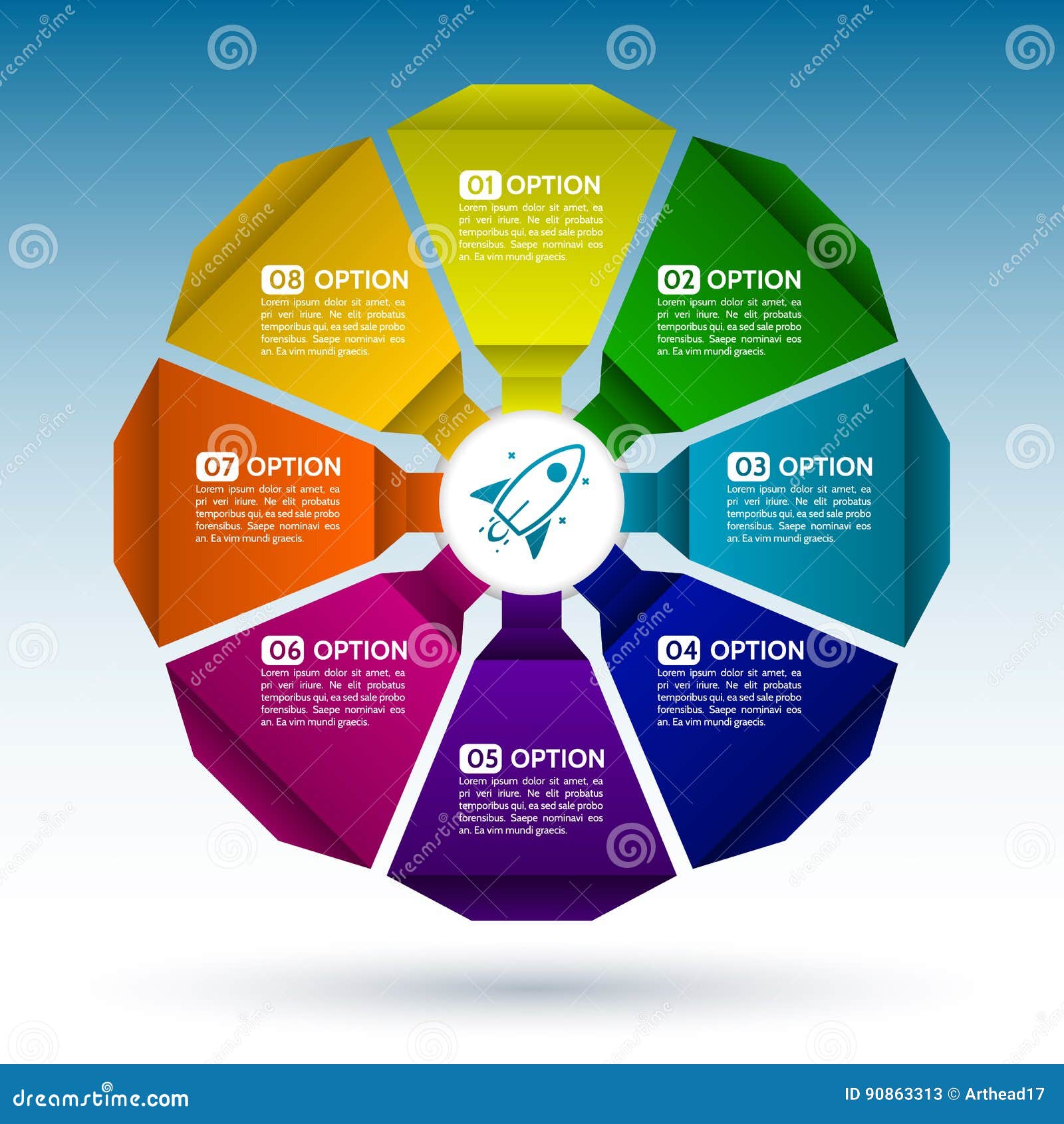 Infographics Eight Options with Number, and Information Text. Stock ...