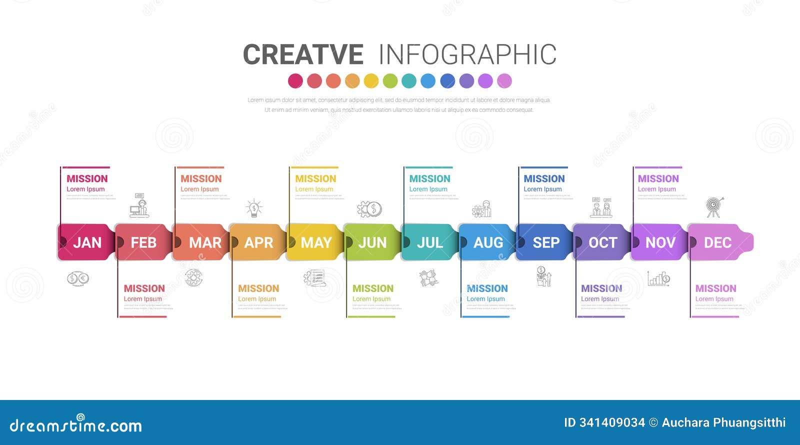 Infographics Element Design for All Month, 12 Months, Can Be Used for ...