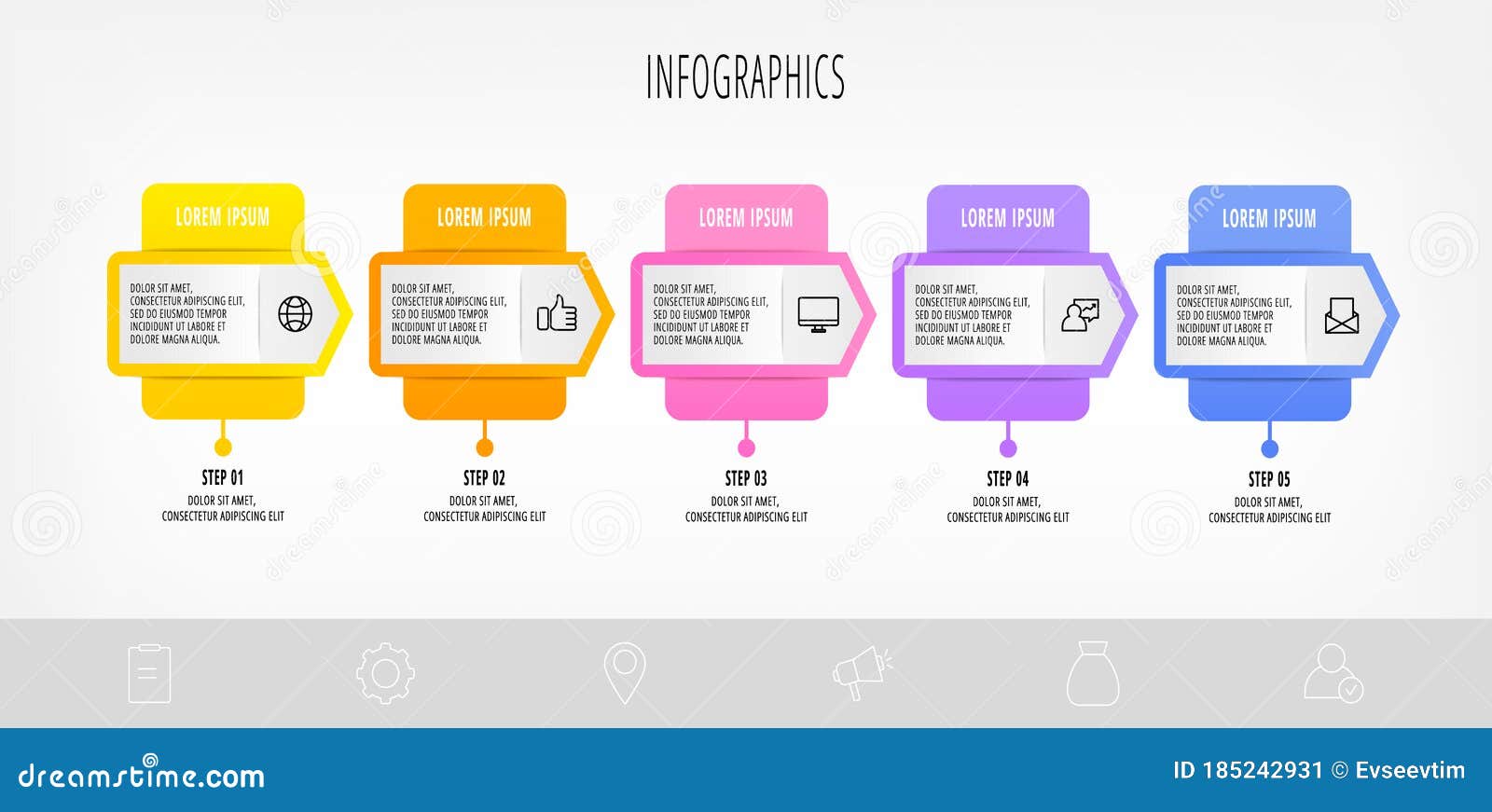 Infographics With 5 Elements With Arrows. Vector Concept Of Five ...