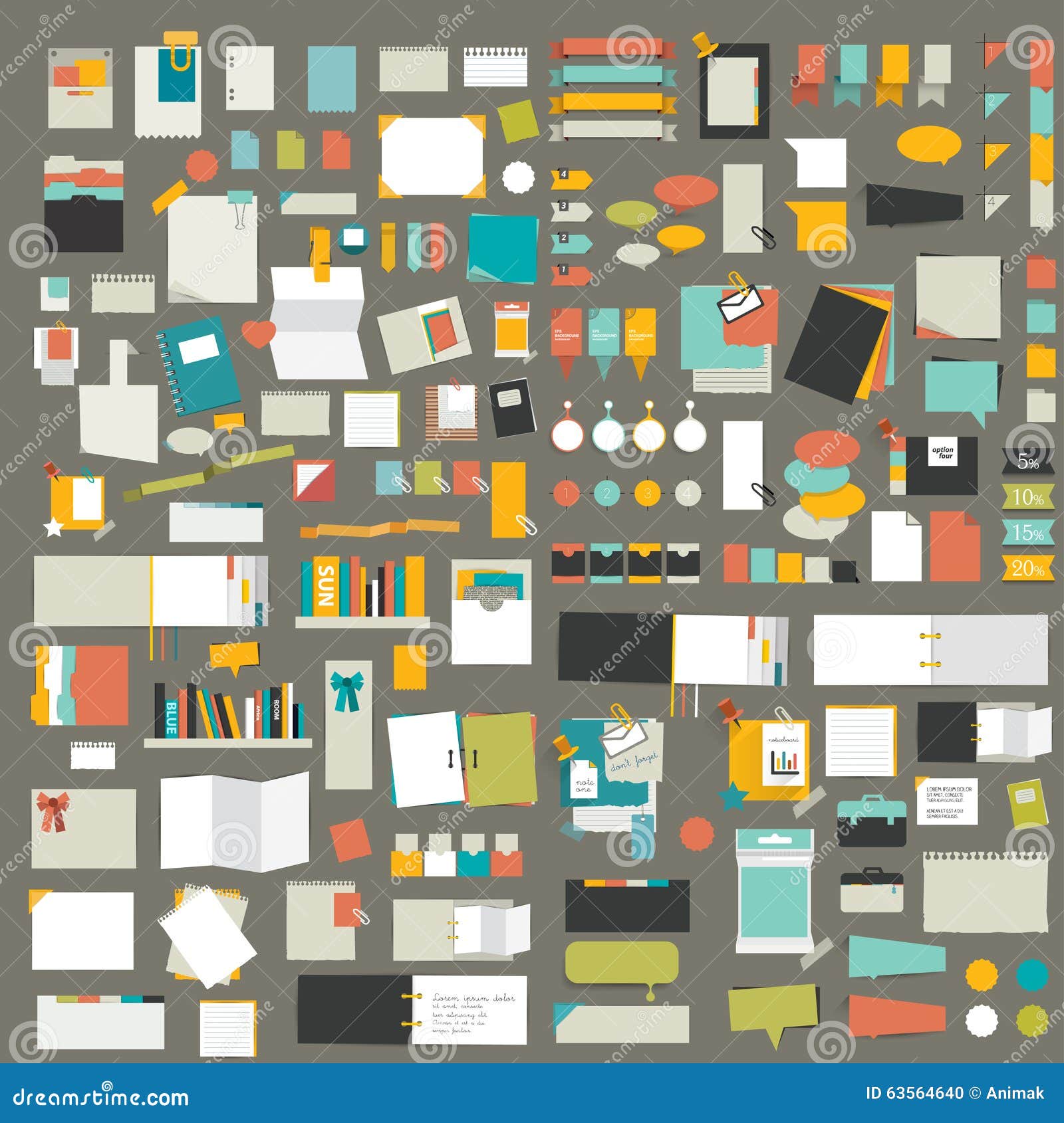 Big Set Of Reminder Stickers. Infographic Set. Cartoon Vector ...