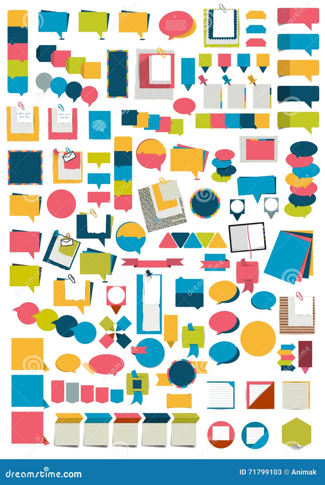 Big Set Of Reminder Stickers. Infographic Set. Cartoon Vector ...