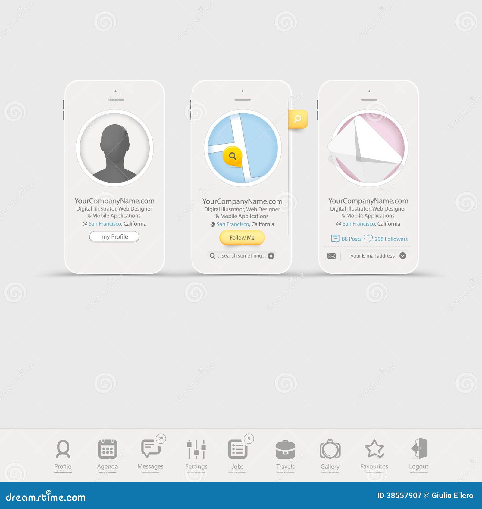 Infographics Elements: Collection Of Colorful Flat Kit UI Navigation ...