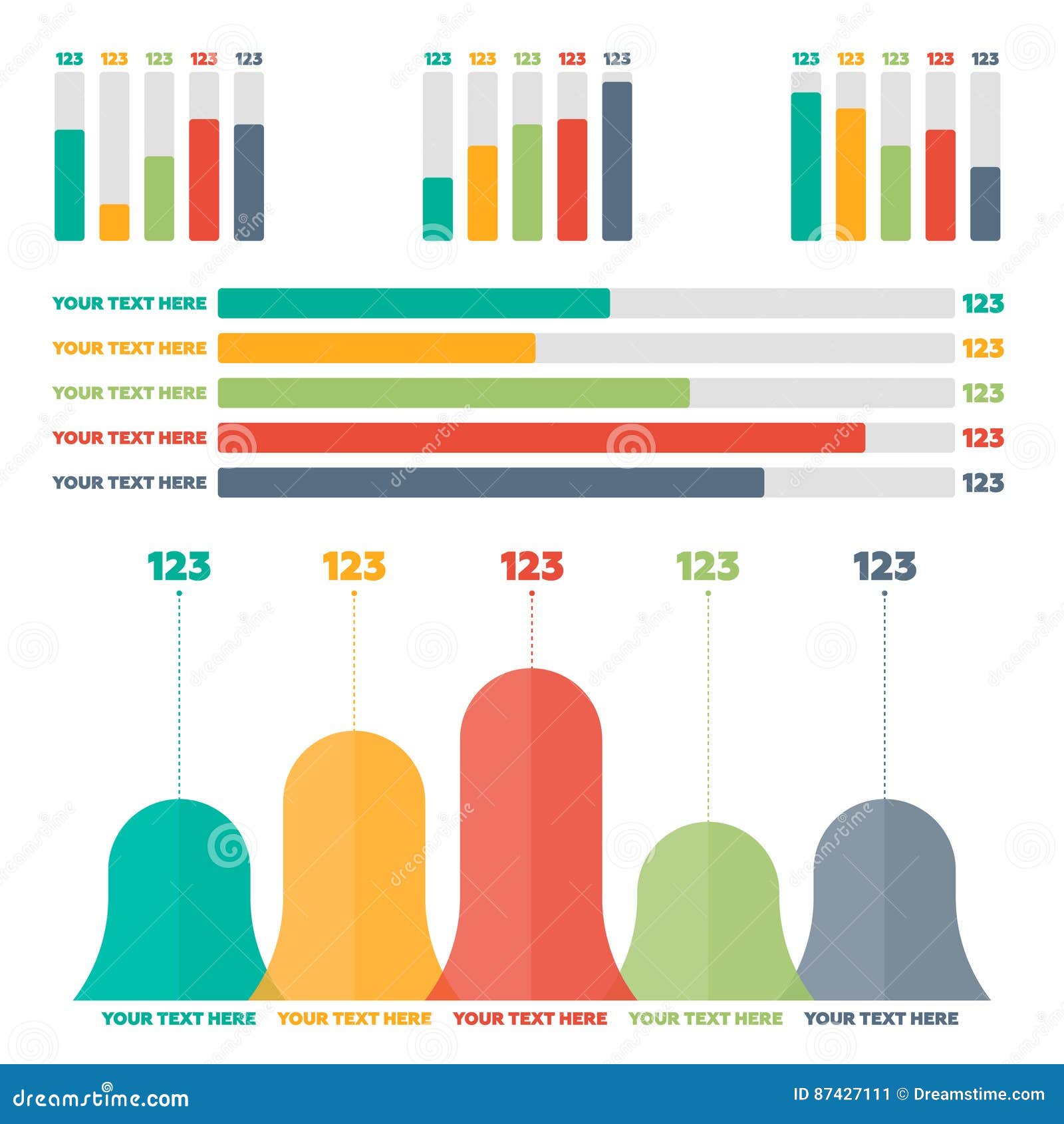 Infographics Elements. Color Bar Charts Cartoon Vector | CartoonDealer ...