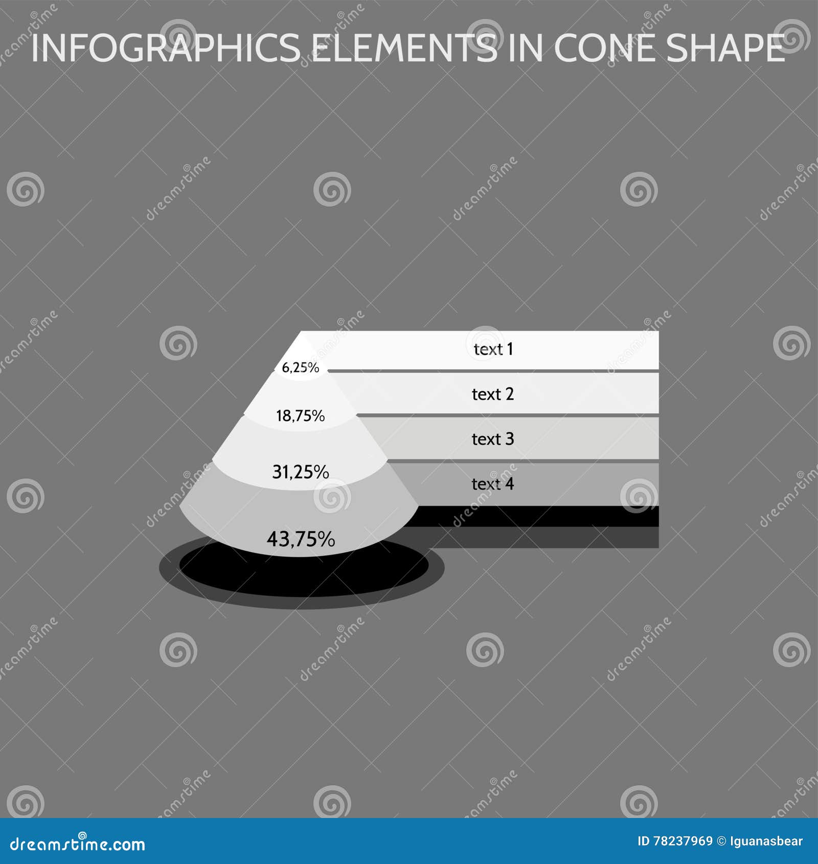 Infographics Elements in Cone Shape in Gray Shades Stock Vector ...