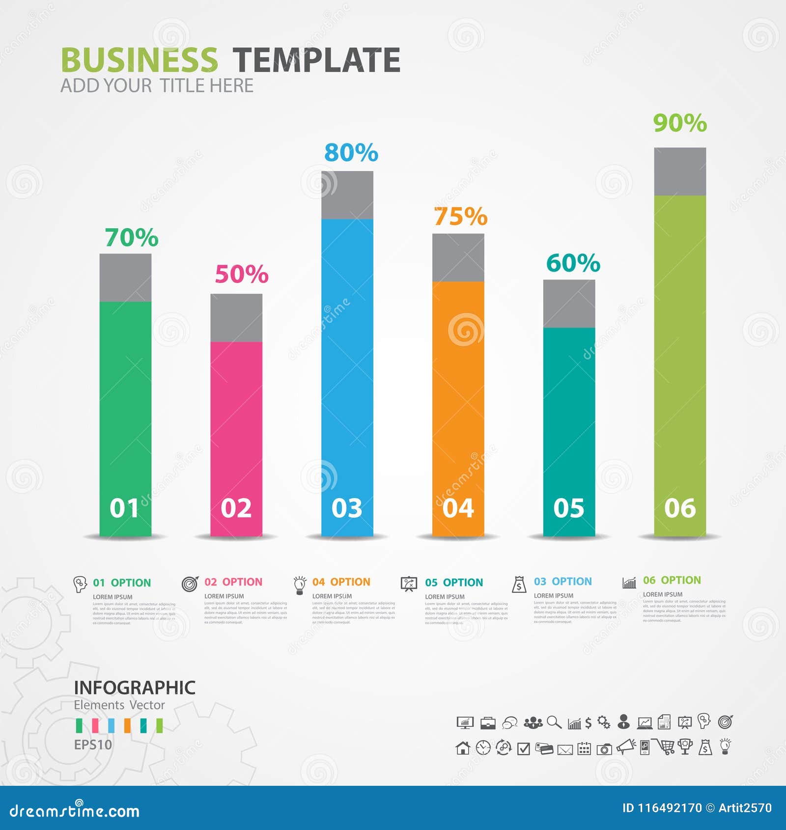 Infographics Elements Diagram With 6 Steps, Options, Presentaion, Slide ...