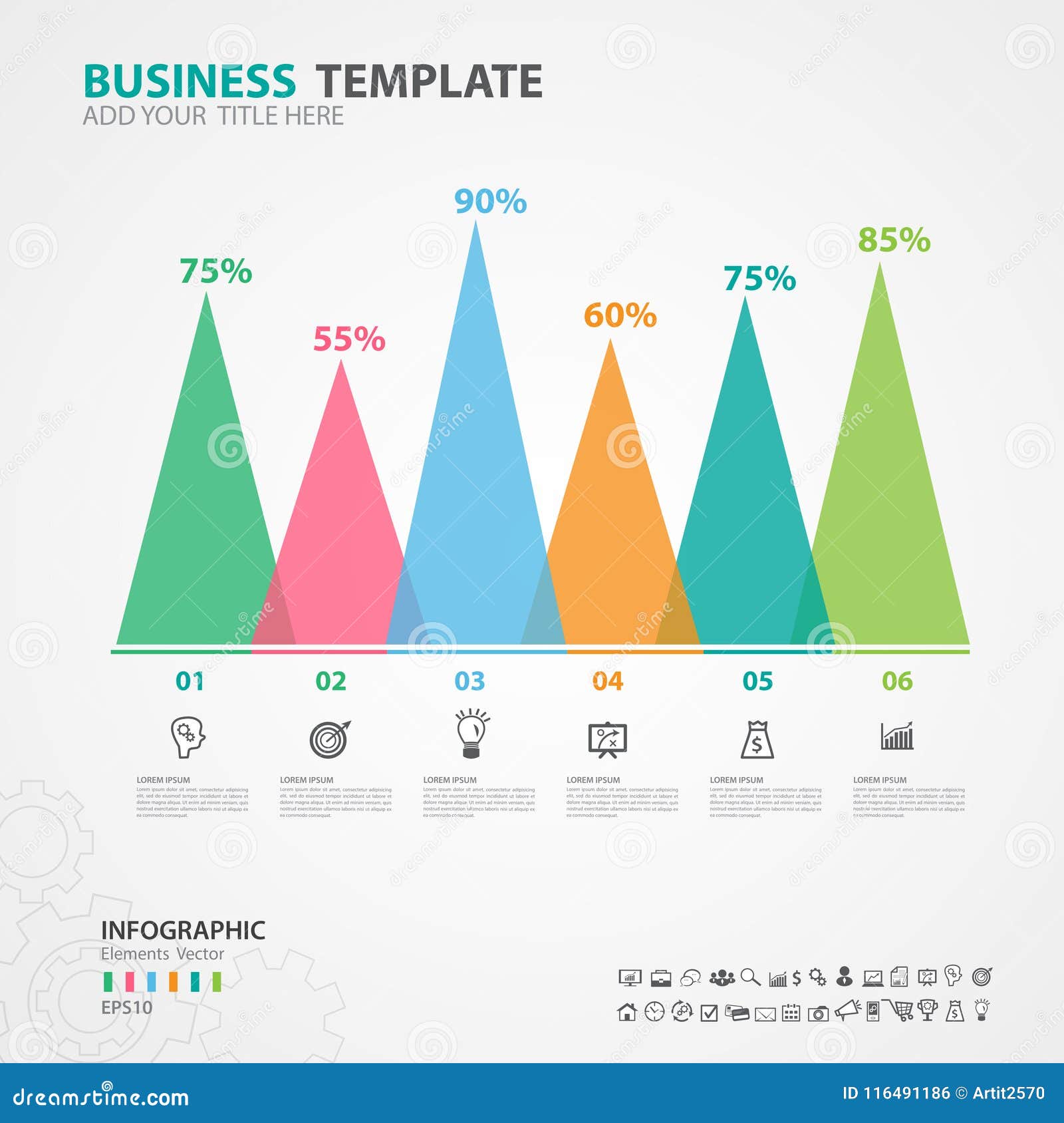 Infographics Elements Diagram with 6 Steps, Options, Pyramid Graphic ...