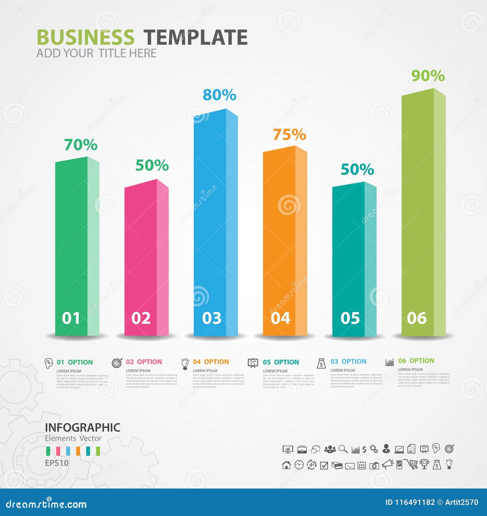 Infographics Elements Diagram With 6 Steps, Options, Rectangular 3d ...